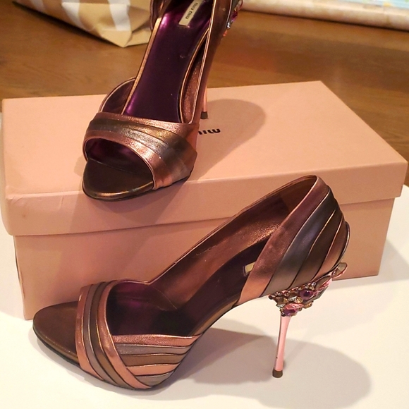Miu Miu | Shoes | Miu Miu Calzature Donna Crystal Embellished Heels | Poshmark